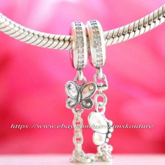 Pandora | Jewelry | Pandora Butterfly Safety Chain Charm 797865cz ...